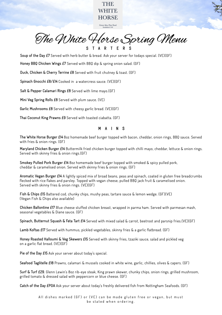Spring Menu 2022 PNG - White Horse Quorn